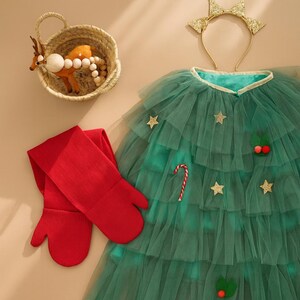 Kids Christmas Tree Costume Outfit With Star Crown | Girls Holiday ...