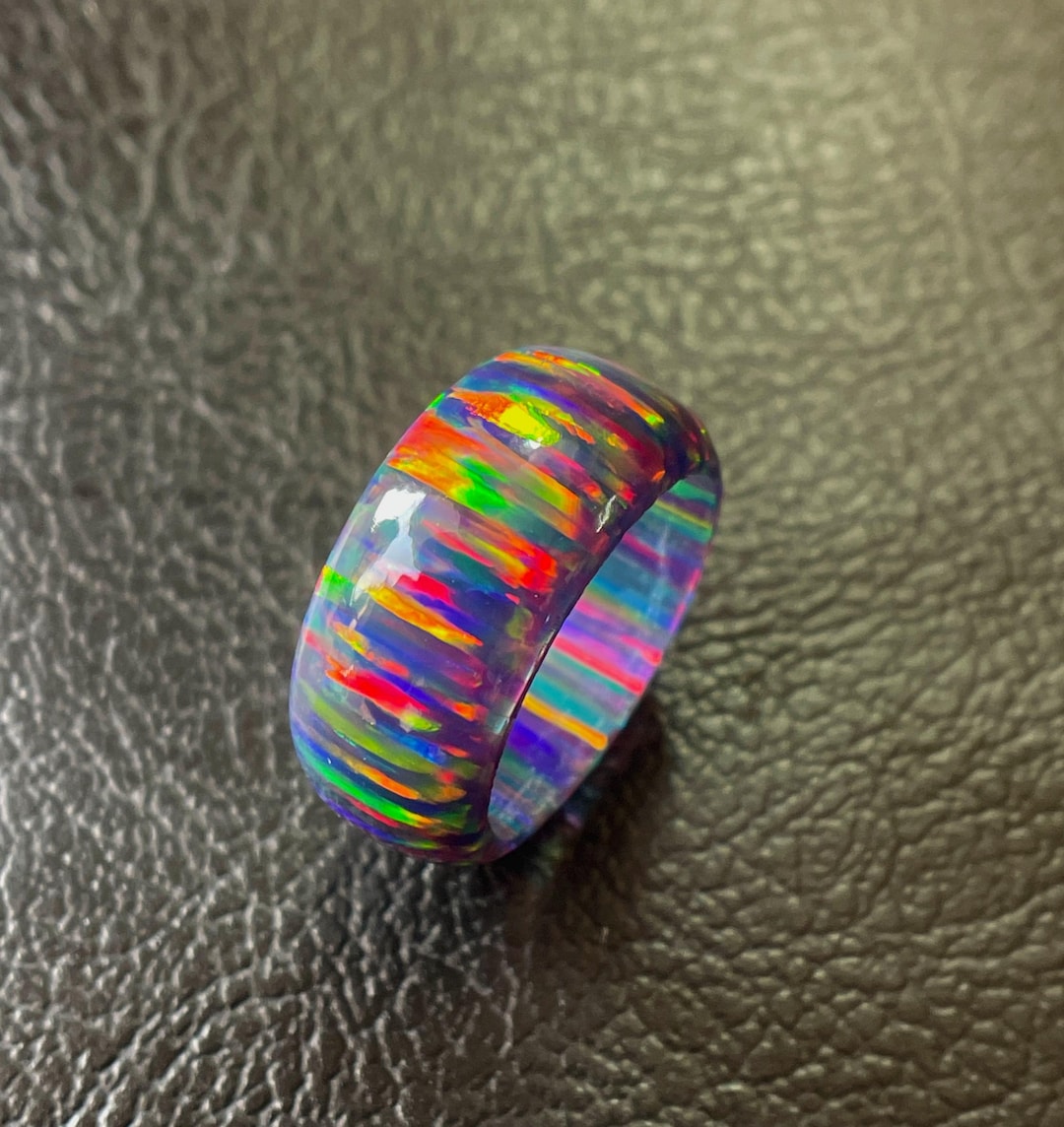 Handmade Black Flame Bello Opal Ring: Exotic Promise Jewelry - Etsy