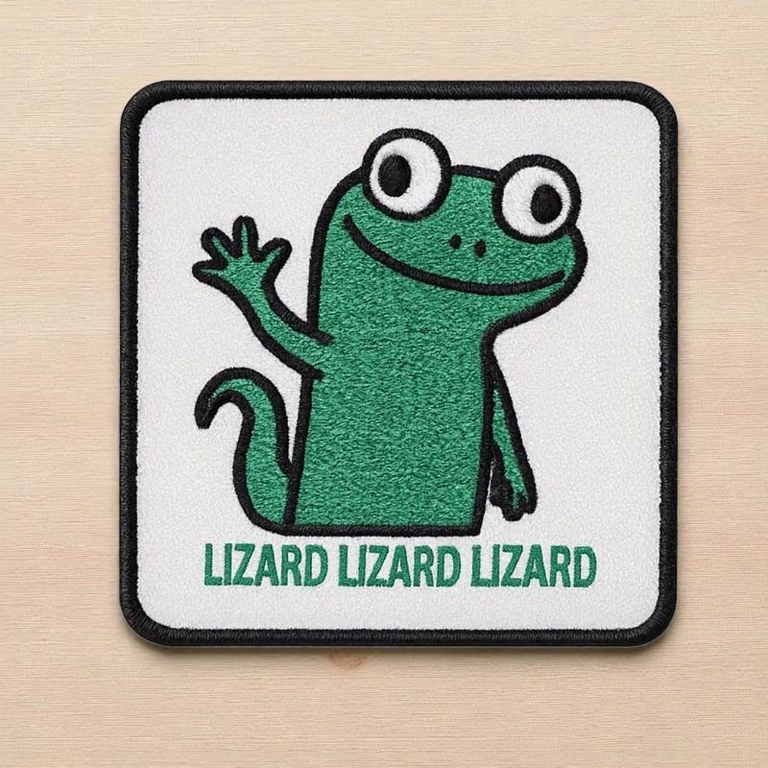 Green Waving Lizard Embroidered Patch, Funny Animal Iron on Patch ...