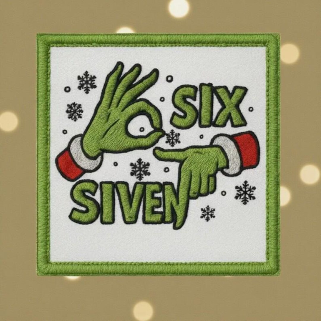 Six Siven Meme Patch, Funny Green Hand Christmas Embroidery Iron on ...