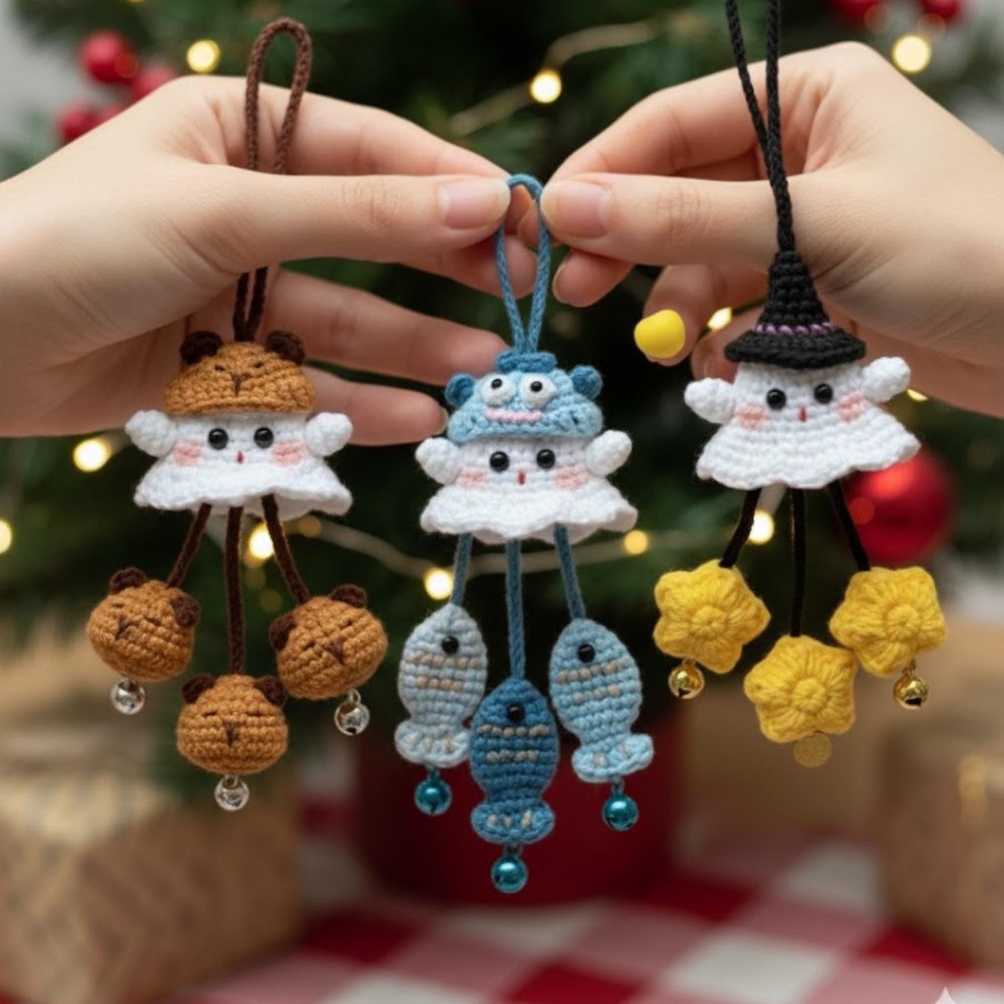 Cute Ghost Keychain Crochet Patterns, Spooky Amigurumi Crochet, Ghost ...
