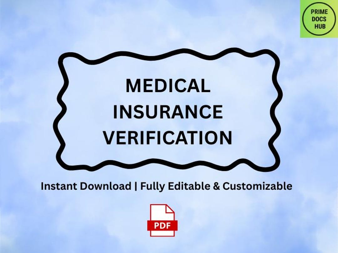 Editable Medical Insurance Verification Form (digital Download) - Etsy