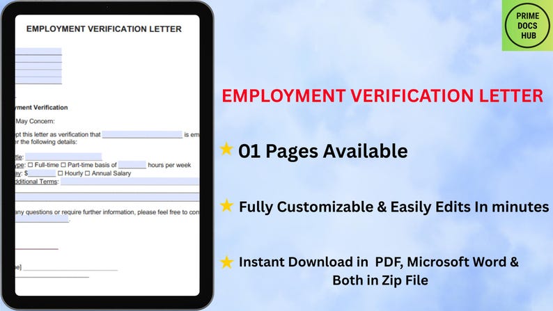 Employment Verification Letter Template: HR Professional Download (MS ...