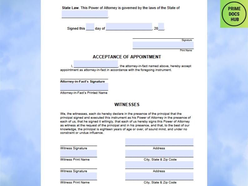 Editable Limited Power of Attorney Form Template (PDF & Word) - Etsy