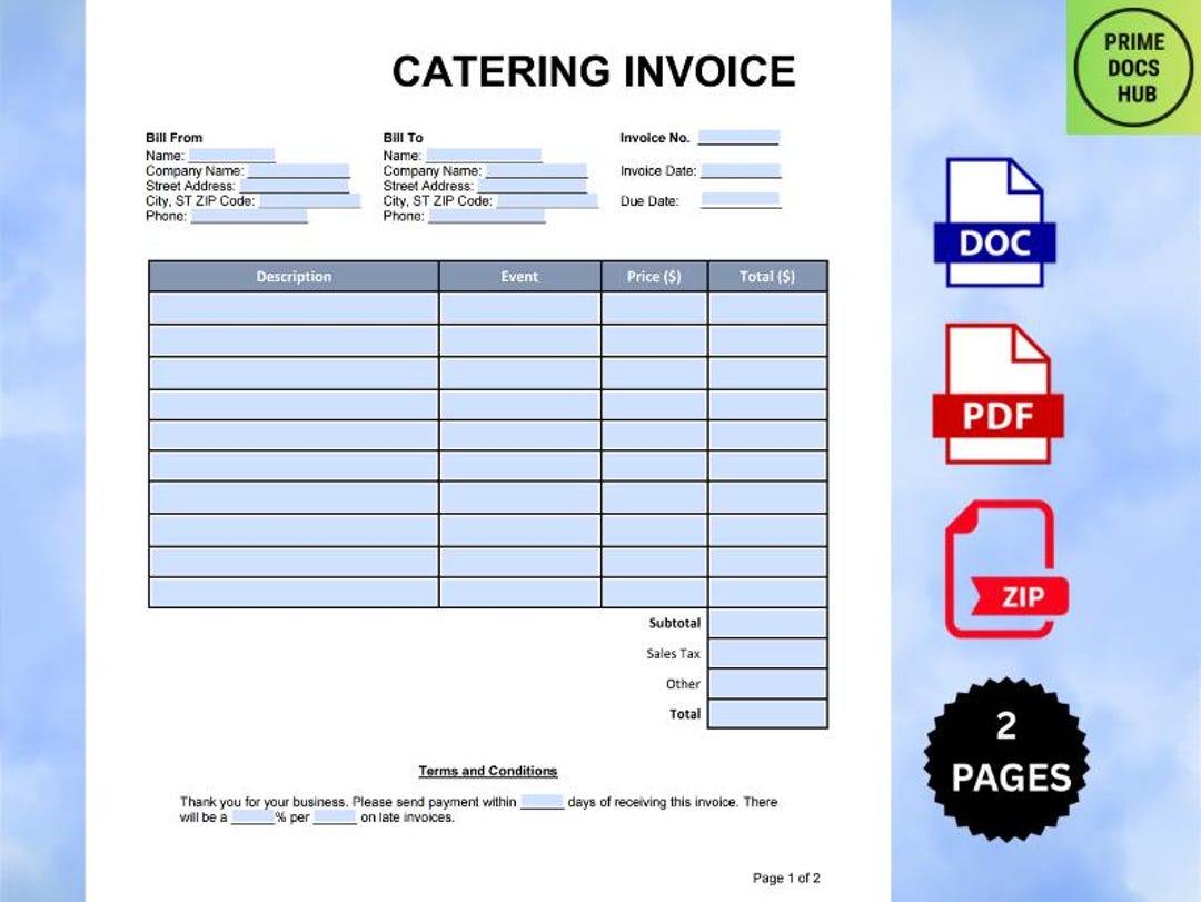 Editable Catering Invoice Template: Professional Billing (digital ...