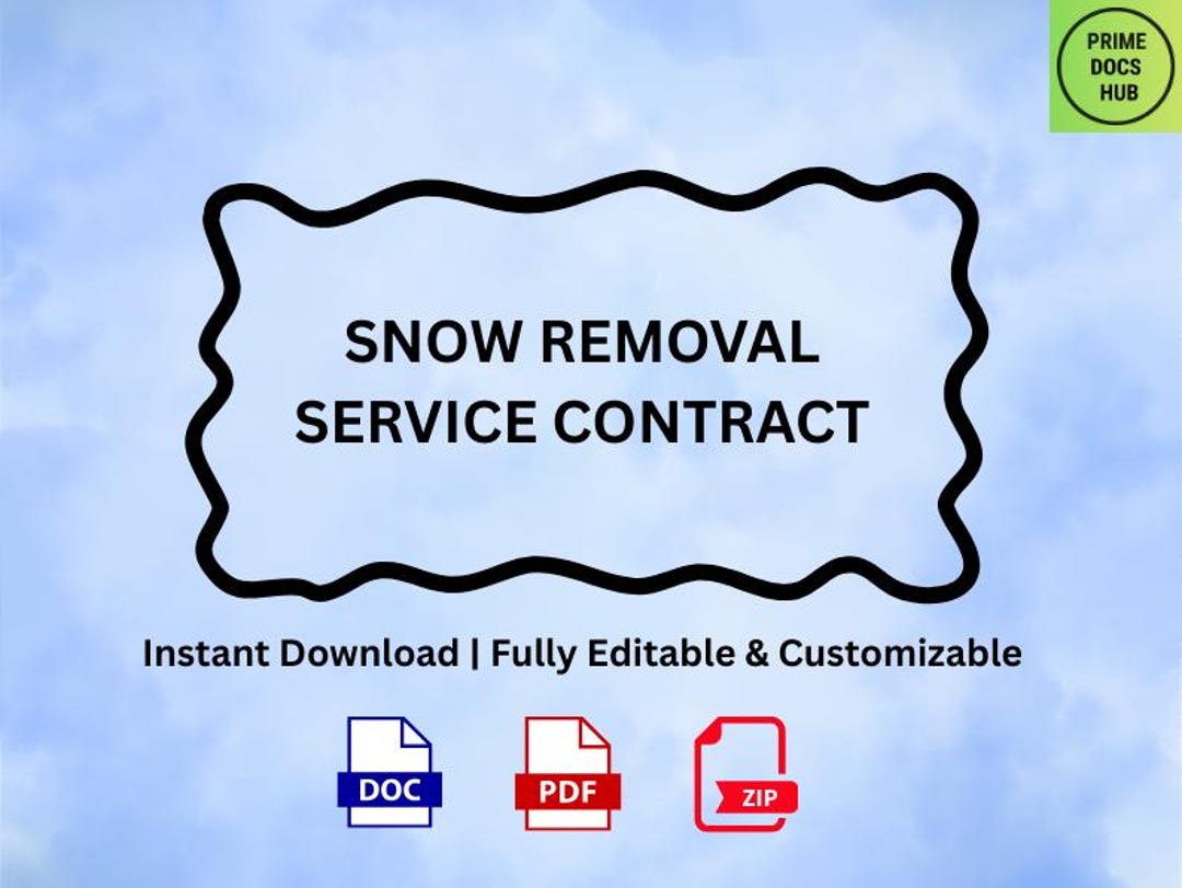 Snow Removal Service Contract Template: Editable Seasonal Agreement ...