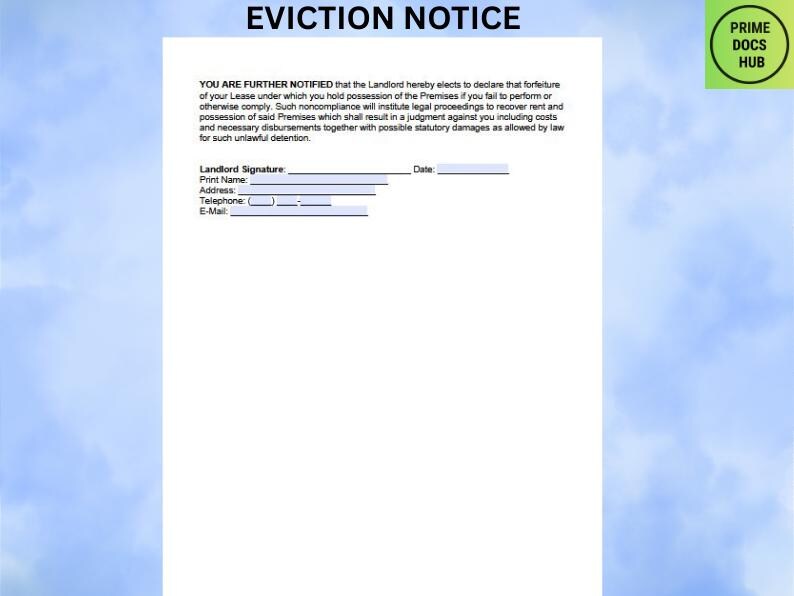 Eviction Notice Template: Editable Legal Tenant Warning (word & PDF) - Etsy