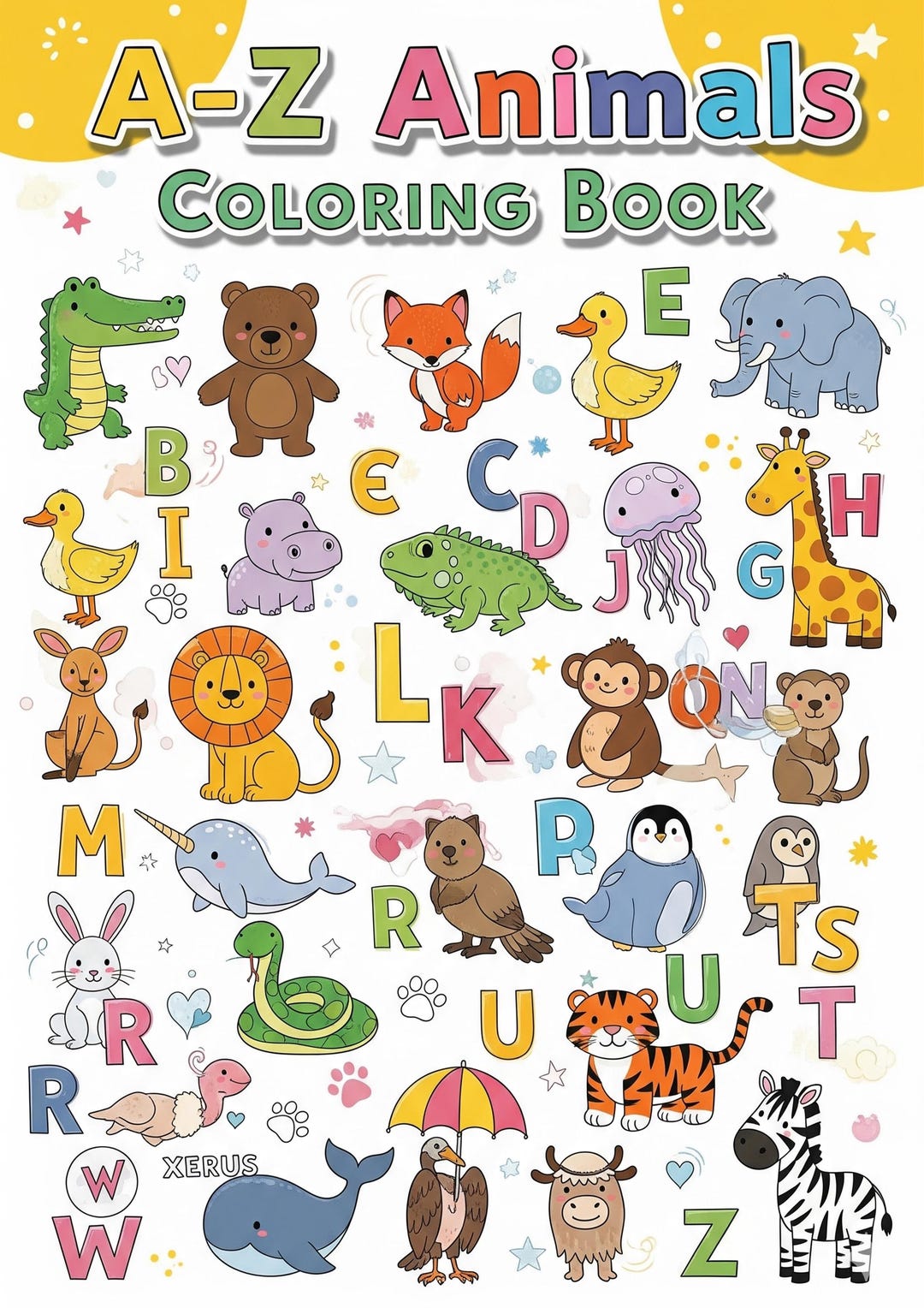 A-Z Animals COLORING BOOK - Etsy