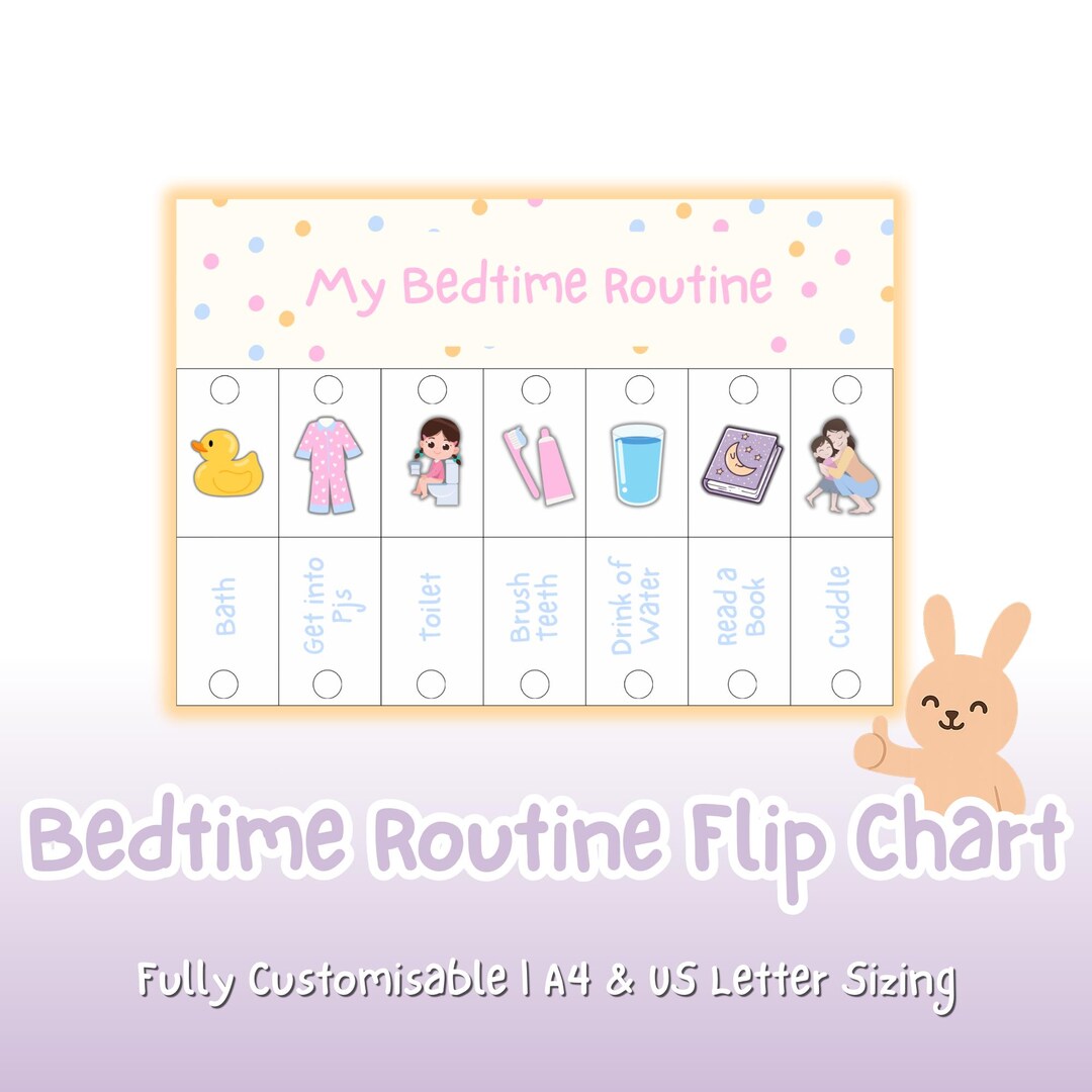 Printable Bedtime Routine Flip Chart for Kids – Customisable Night ...