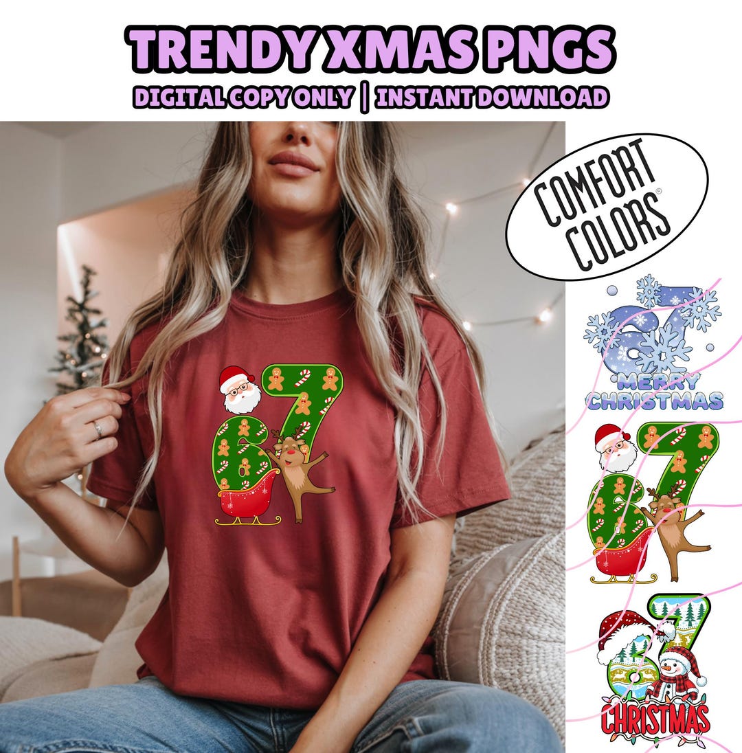 6 7 Meme Christmas Png Bundle, Viral Six Seven Meme, Trendy Social ...