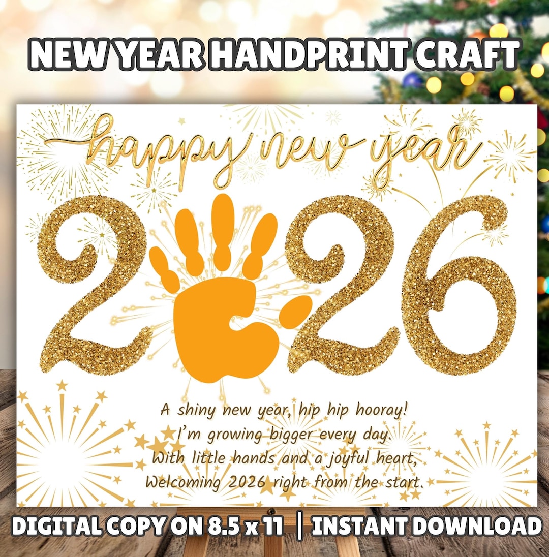 2026 New Year Handprint Craft for Kids, 2026 New Year's Printable ...