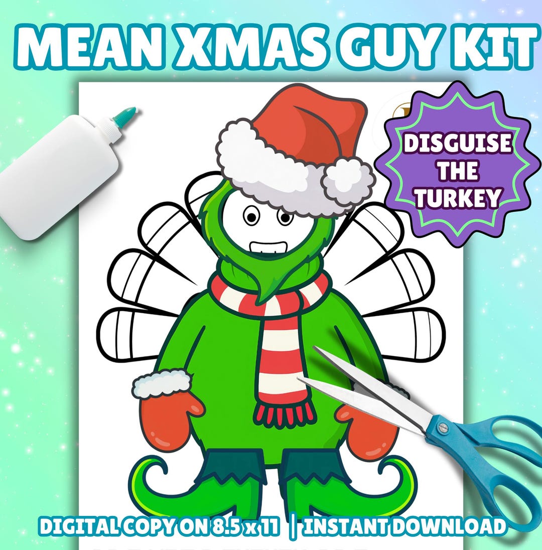 Disguise a Turkey Project Kit Green Guy, Printable Mean Guy Turkey ...