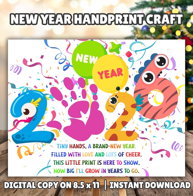 New Year 2026 Kids Handprint Art Printable, Easy Preschool Paint Craft ...