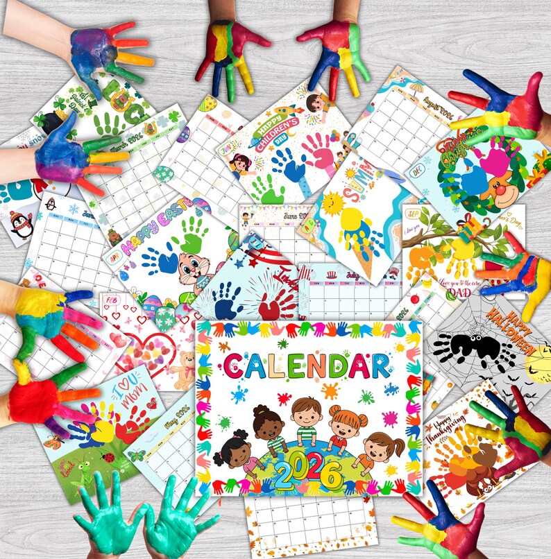 2026 Handprint Calendar Art, DIY Family Gift, Preschool Prek ...
