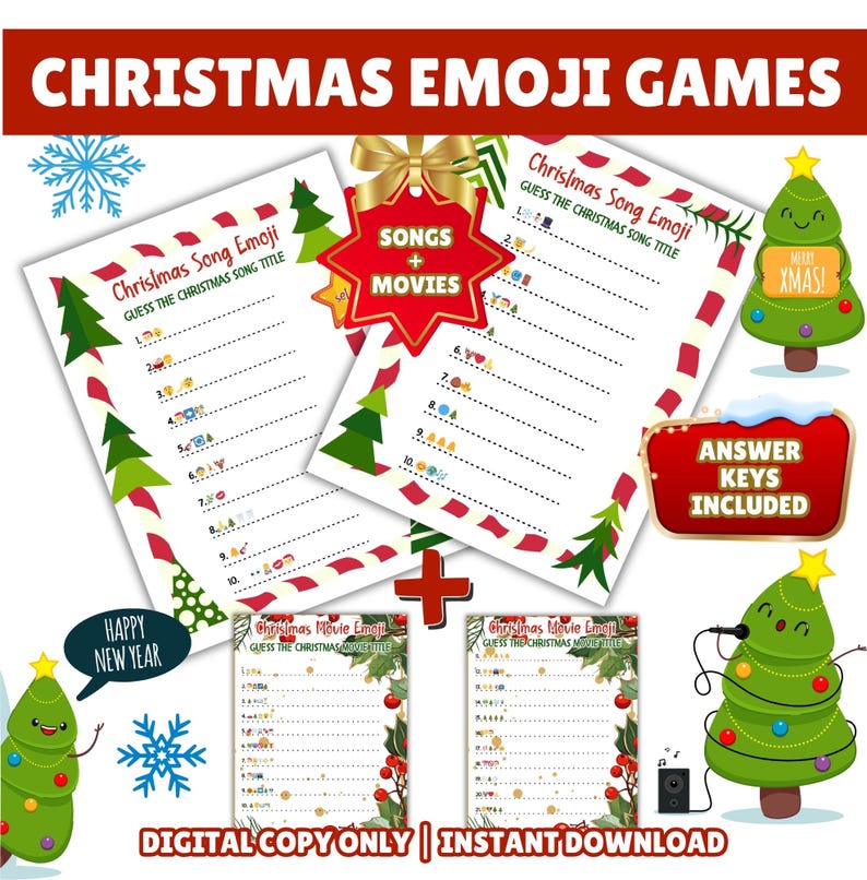 Christmas Emoji Game Printable, Fun Christmas Party Games, Christmas ...