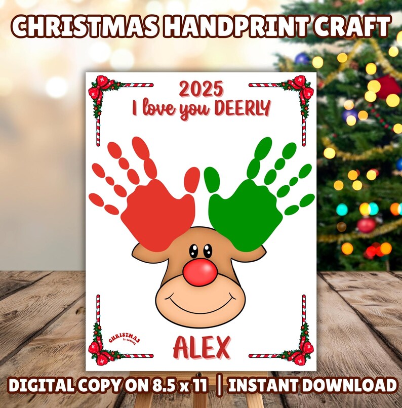 Christmas Reindeer Handprint Craft Love You Deerly Baby Toddler ...