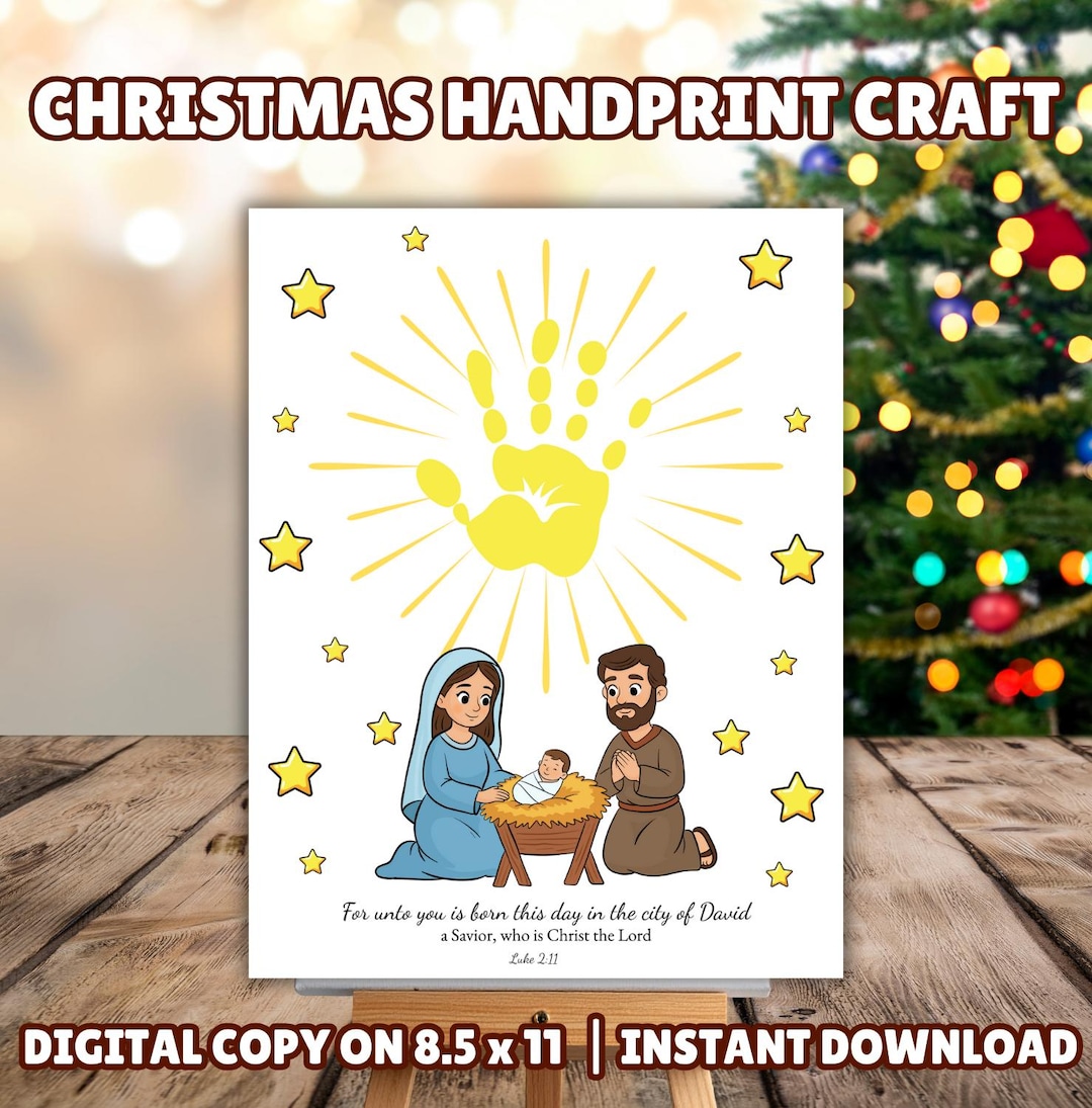 Nativity Christmas Handprint Art Bible Quote, Christian Christmas Craft ...