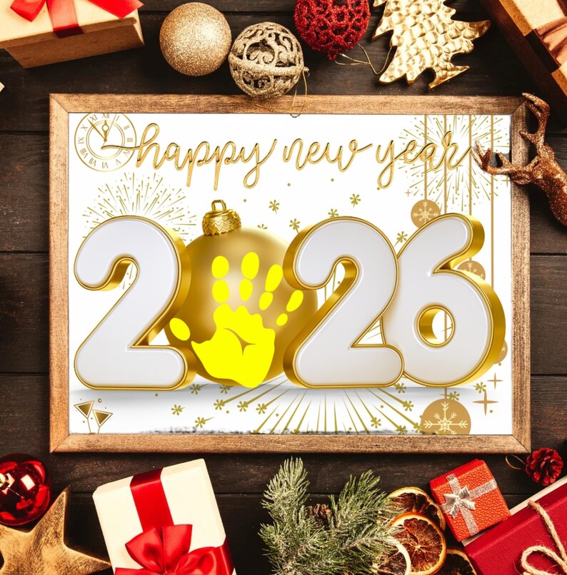 2026 New Year Handprint Art Printable for Kids, Preschool Toddler Paint ...