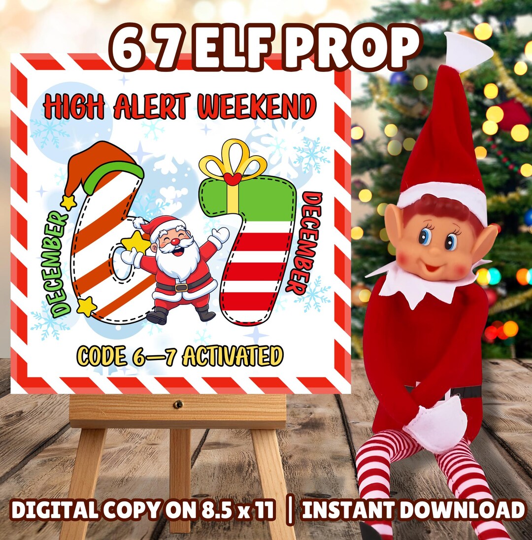 6 7 Six Seven Funny Elf Props, Printable 67 Six Seven Investigation ...