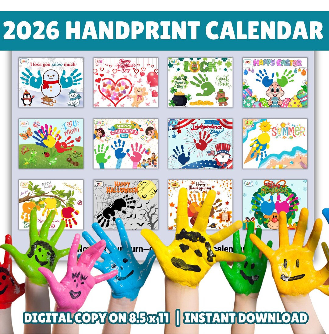 2026 Handprint Calendar Art, DIY Family Gift, Preschool Prek ...