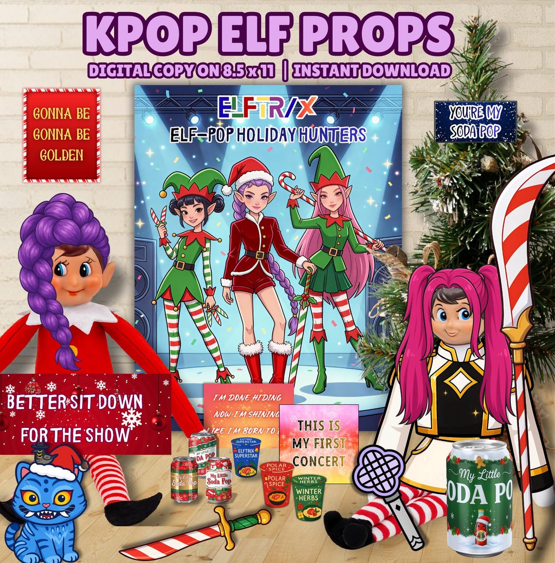 Elf-Pop Holiday Hunters Printable Craft Set, Printable Elf Concert ...