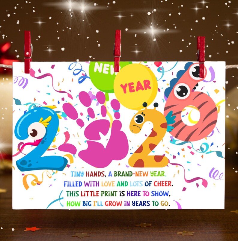 New Year 2026 Kids Handprint Art Printable, Easy Preschool Paint Craft ...