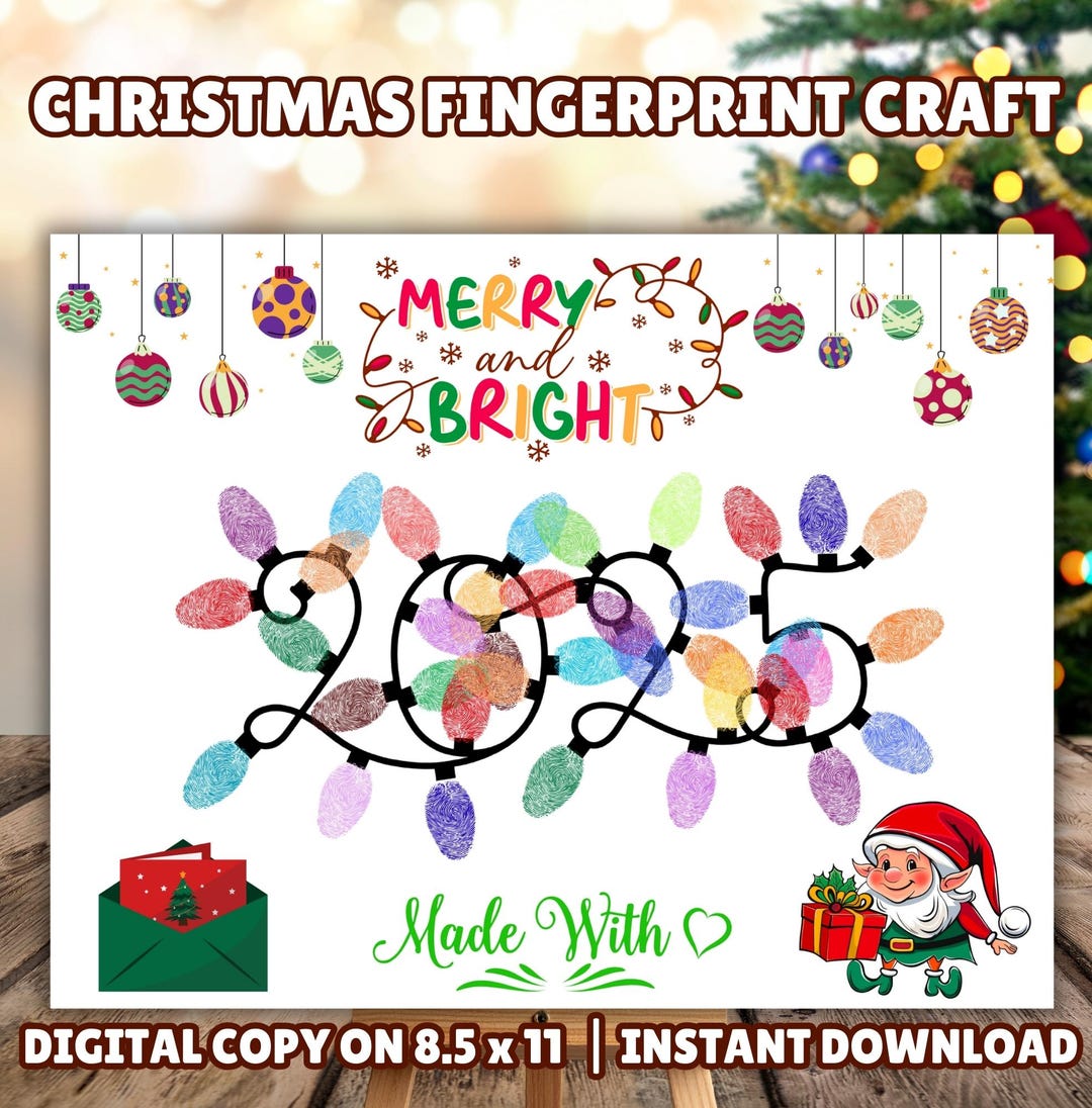 Christmas 2025 Fingerprint Art Christmas Handprint Craft Baby Toddler ...