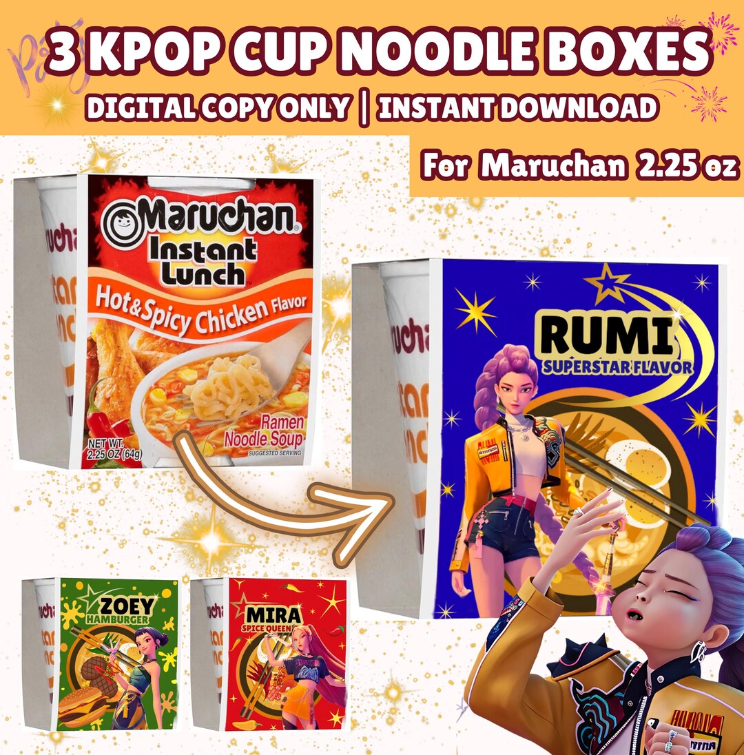 3 KPop Dämonenjäger DYI Cup Noodle Boxes für Maruchan, Deluxe Edition ...