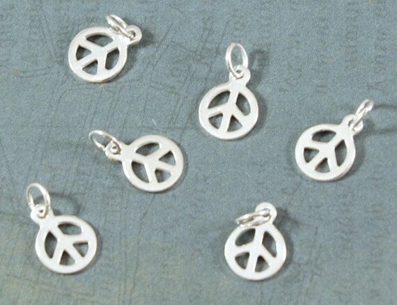 Peace Charm Sterling Silver Small Peace Sign Charm | Etsy