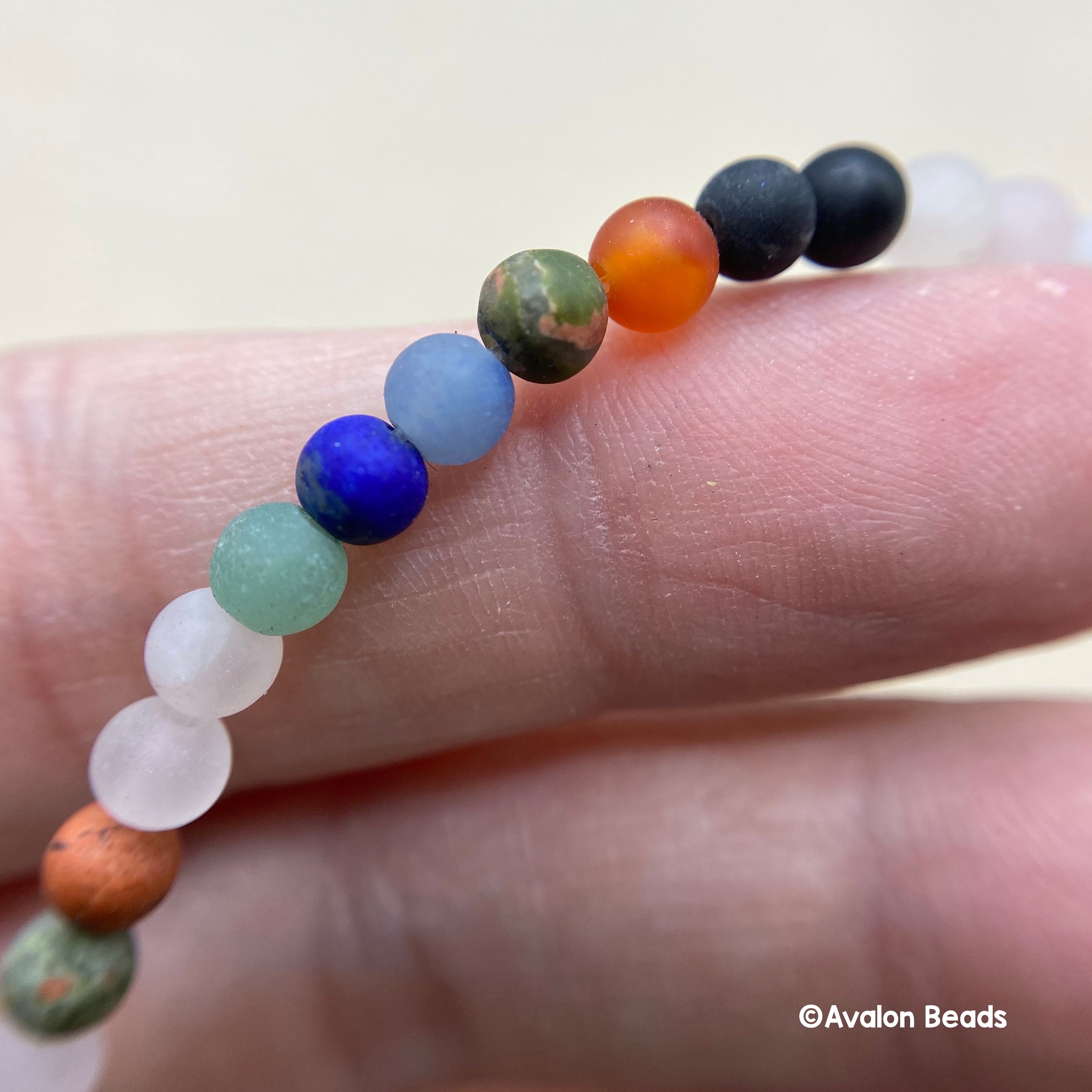 6mm Mixed Matte Gemstones Round Rainbow Gemstones 15 1/2 | Etsy