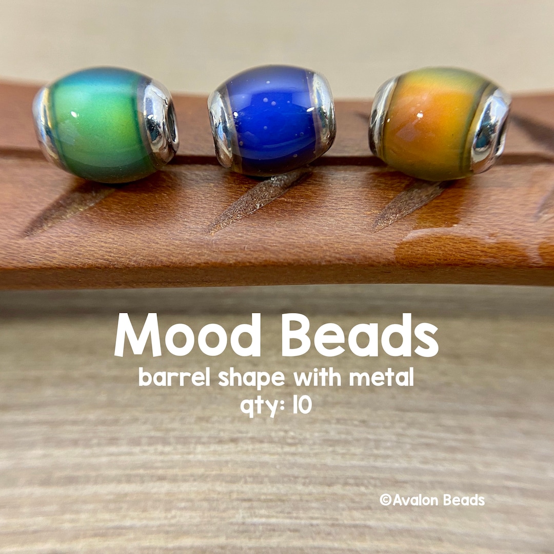 Mood Beads, 9x6mm Barrel Shape Color Changing Beads With Metal, 10 ...