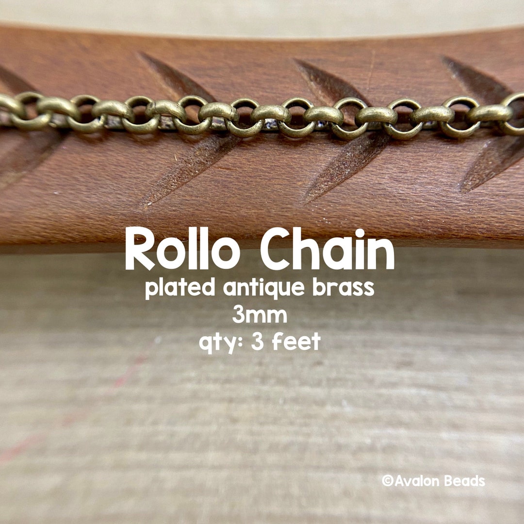 Antique Brass Rollo Chain - 3mm - 3 Feet - Etsy