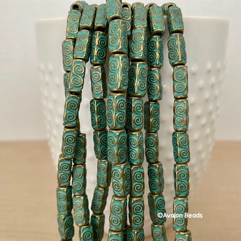 Swirl Square Tube Beads Bronze Colored Pewter With Patina - Etsy