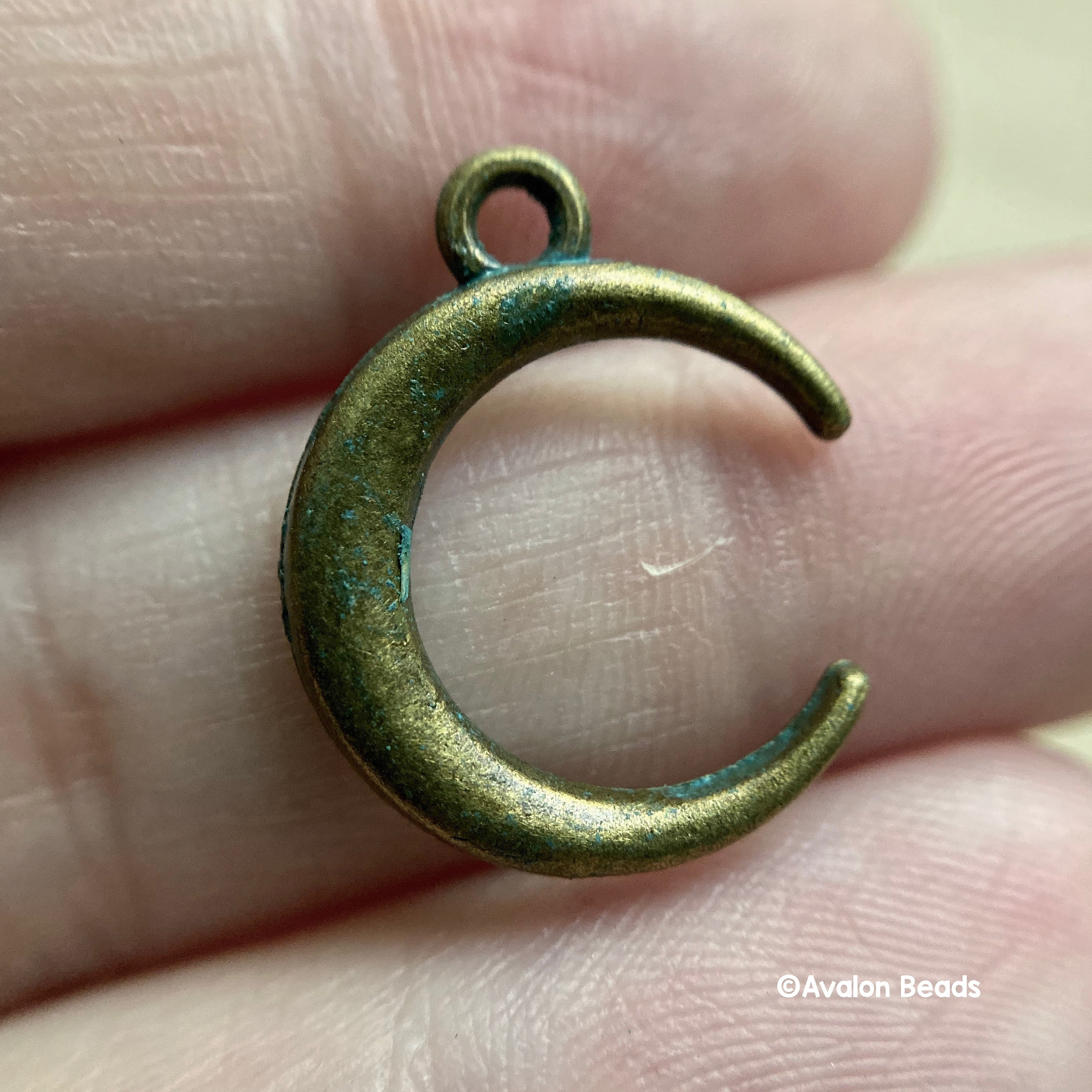 Moon Charms Bronze Colored Pewter with Green Patina 10 | Etsy
