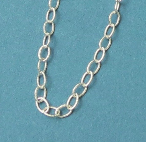 Sterling Silver Chain Textured Cable Chain 4x2.7mm | Etsy
