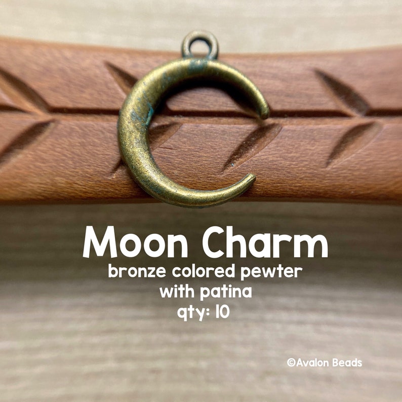 Moon Charms, Bronze Colored Pewter With Green Patina, 10 Pieces - Etsy