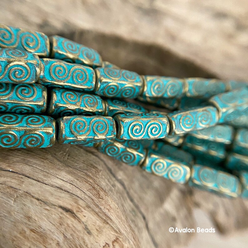 Swirl Square Tube Beads Bronze Colored Pewter With Patina - Etsy