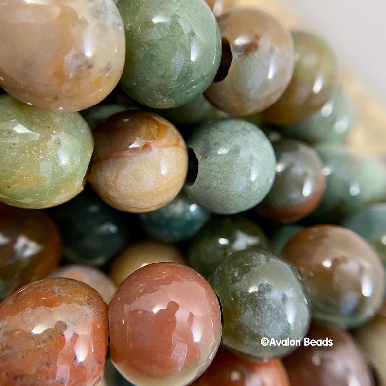 Extra Large Hole Fancy Jasper Gemstone Beads 12mm Round 18 | Etsy