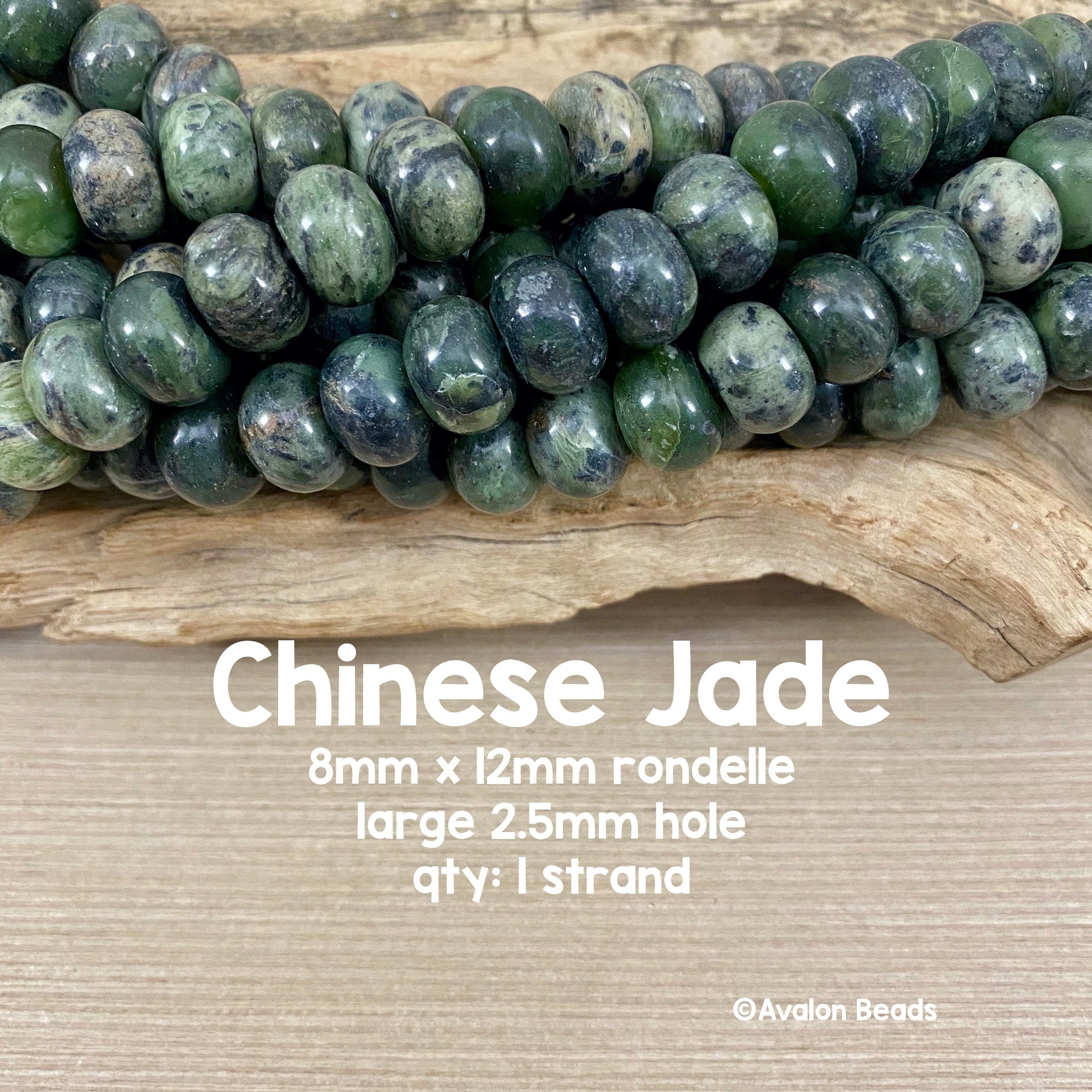 Large Hole Chinese Jade Gemstone Beads 8mm x 12mm Rondelle | Etsy