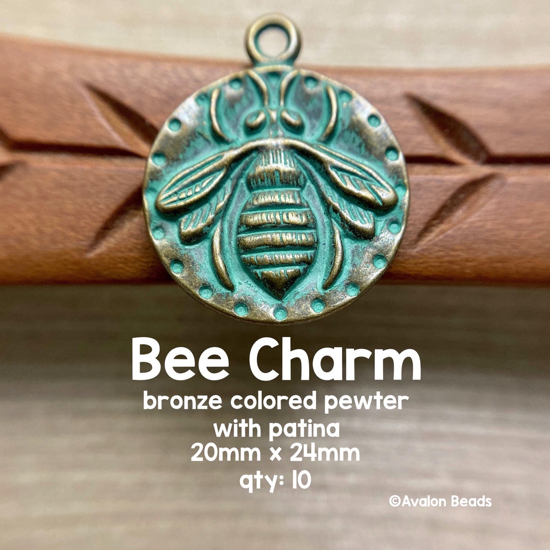 Bee Charms, Bronze Colored Pewter With Green Patina, 10 Pieces - Etsy