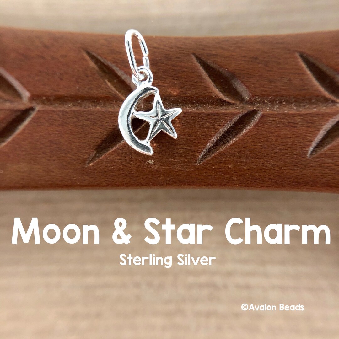 Sterling Silver Moon & Star Charm - Etsy