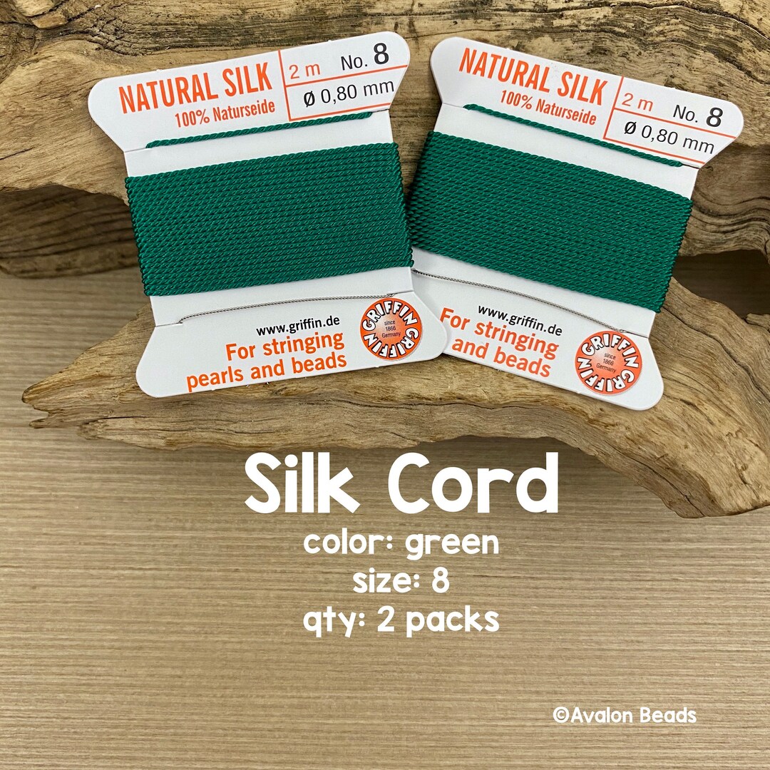 Griffin Silk Cord With Needle, Size 8, Green, 2 Packs - Etsy