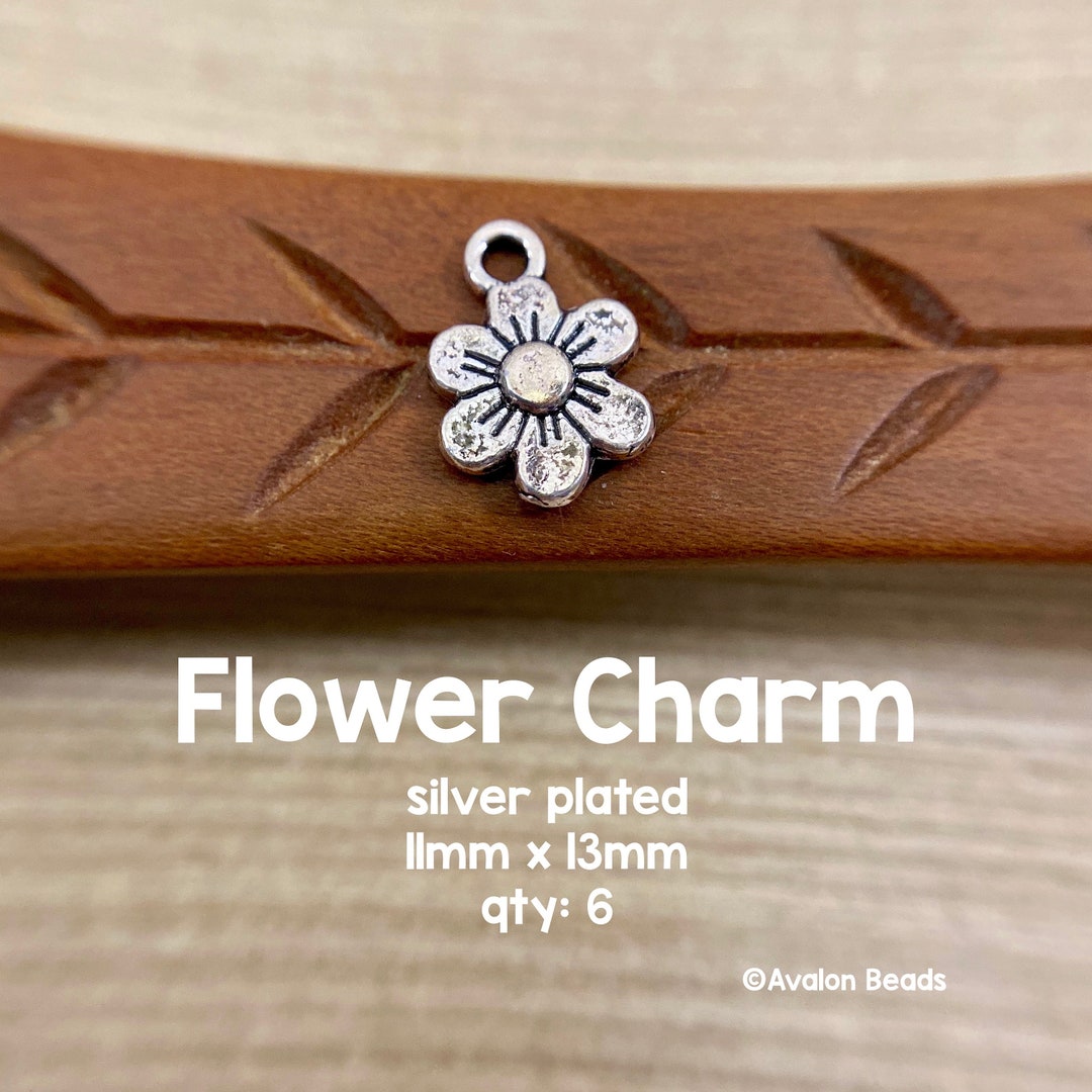 Flower Charm - Silver Plated - 6 Pieces - Etsy