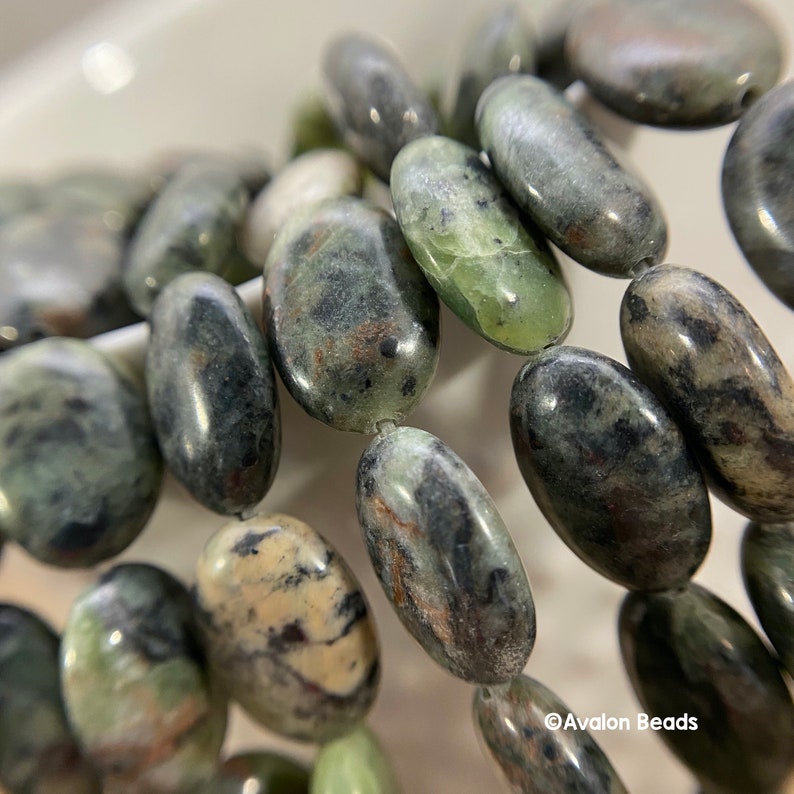 Chinese Jade Gemstone Beads, 10mm X 14mm Flat Oval, 8" Strand - Etsy