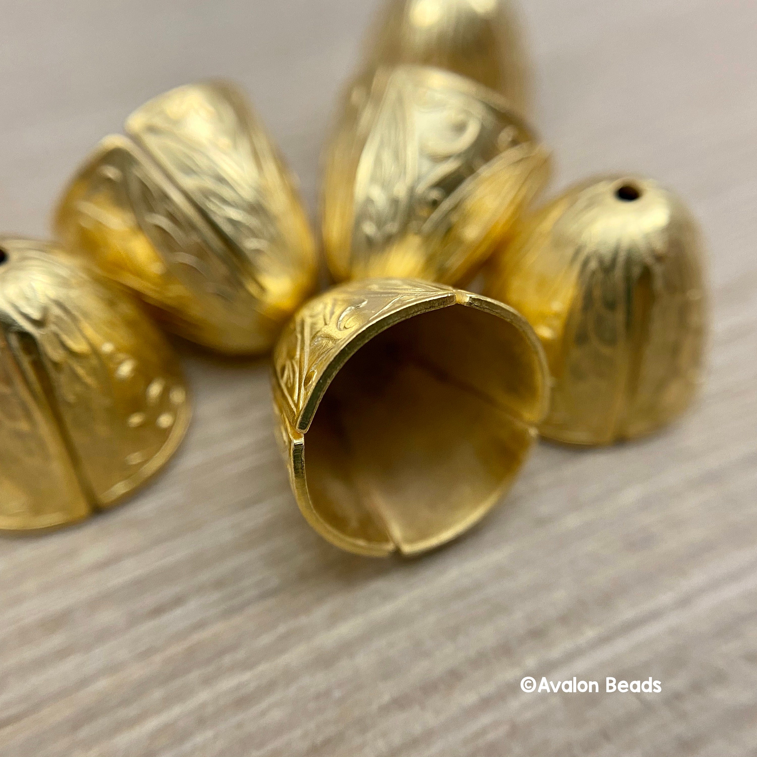 Gold Plated Leaf Pattern Cones By The Pair | Etsy