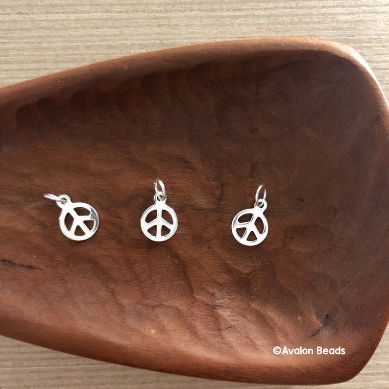 Peace Charm, Sterling Silver, Small Peace Sign, 8x11mm, Two Pieces - Etsy