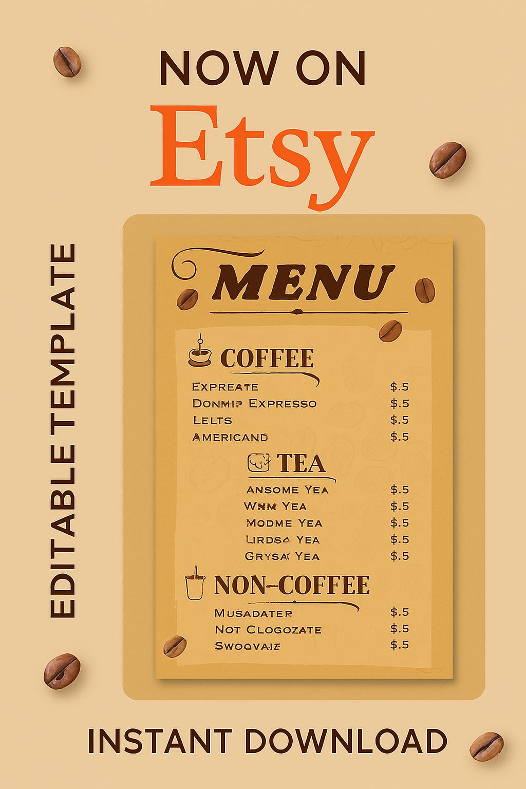 Minimalist Cafe Menu Canva Template - Editable Coffee Shop Design for ...