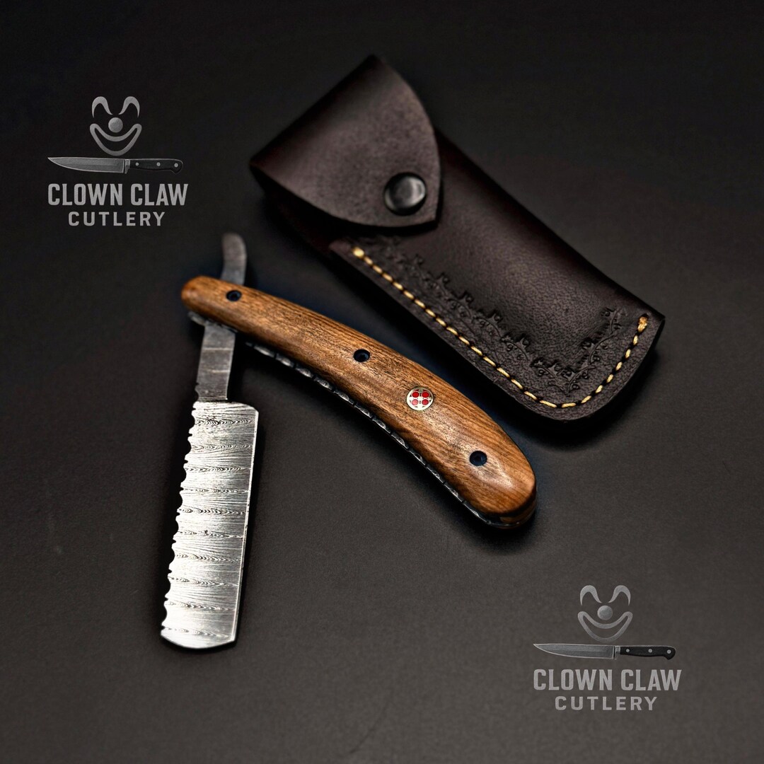 Handmade Damascus Straight Razor for Shaving With Olive Wood Handle and ...