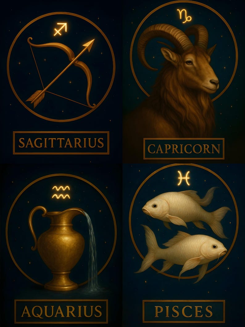 Zodiac Signs Poster Set: Astrology Wall Art Print Bundle (digital ...