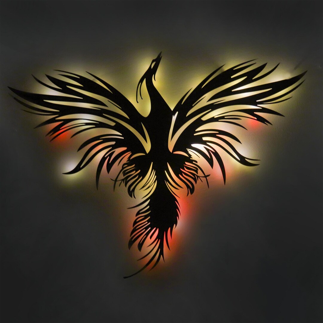 Illuminated Phoenix Themed Painting, Aesthetic Wall Decor, Living Room ...